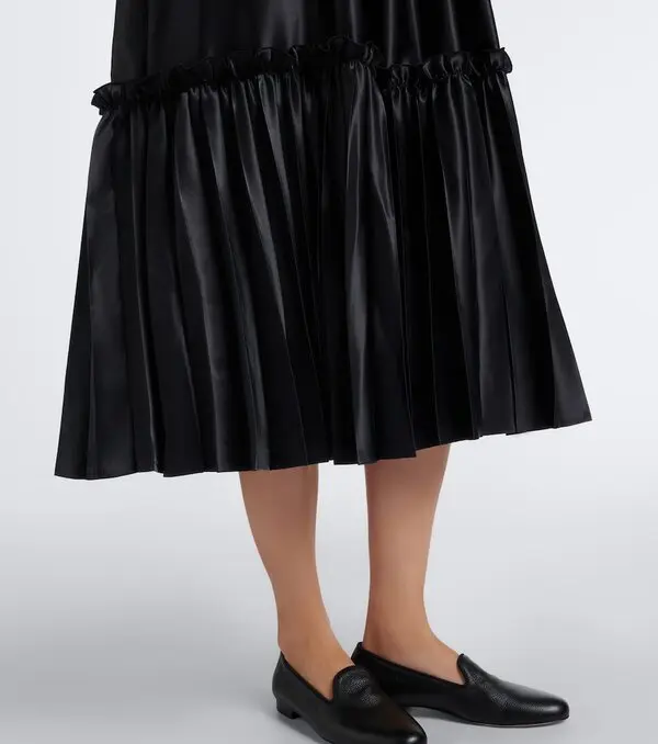 Noir Kei Ninomiya Pleated Tiered Satin Midi Dress