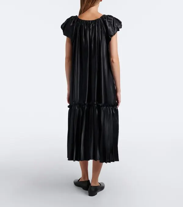 Noir Kei Ninomiya Pleated Tiered Satin Midi Dress