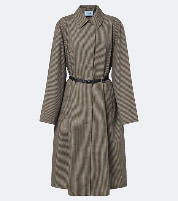 Prada Checked Technical Trench Coat