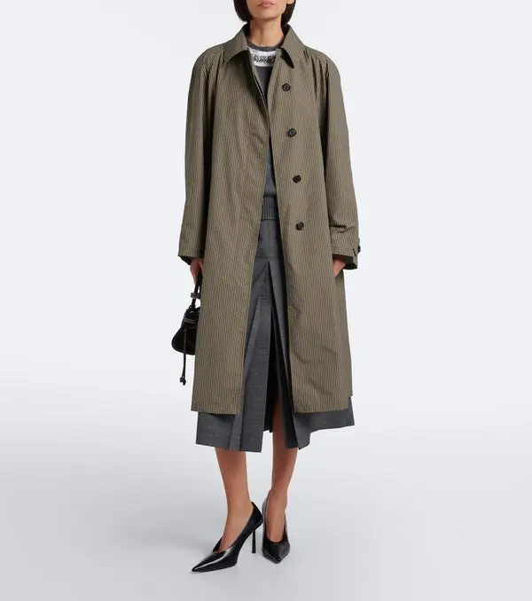 Prada Checked Technical Trench Coat