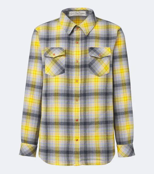 GOD'S TRUE CASHMERE Alchemy Plaid Cashmere Shirt With Carnelians