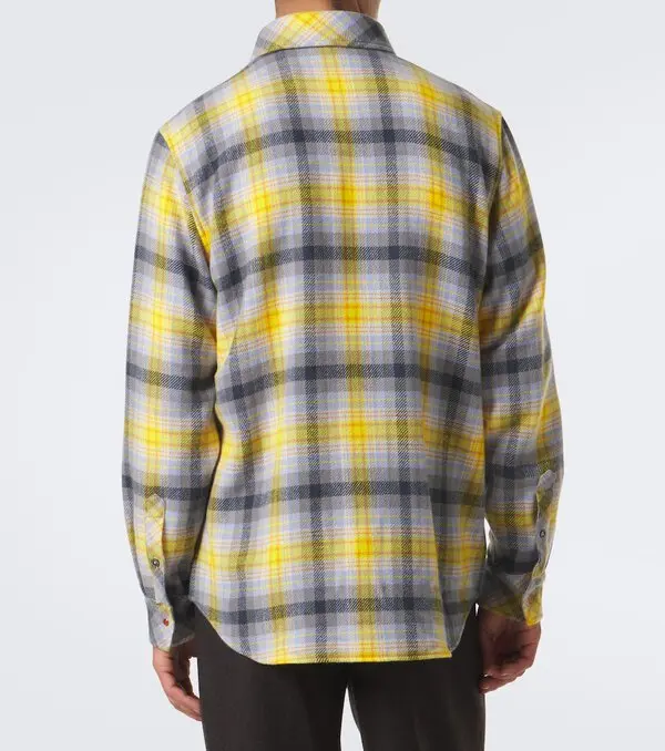 GOD'S TRUE CASHMERE Alchemy Plaid Cashmere Shirt With Carnelians