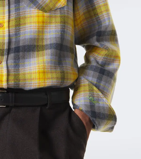 GOD'S TRUE CASHMERE Alchemy Plaid Cashmere Shirt With Carnelians