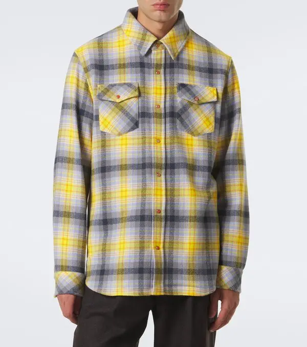 GOD'S TRUE CASHMERE Alchemy Plaid Cashmere Shirt With Carnelians