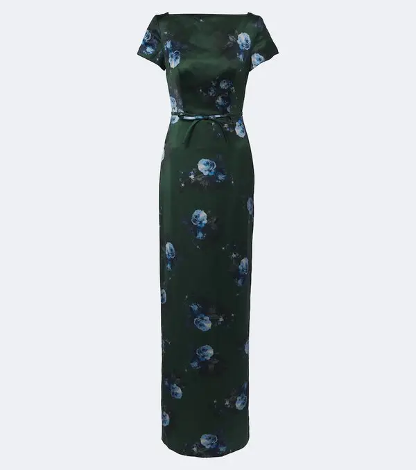 Erdem Belted Floral Duchess Satin Gown