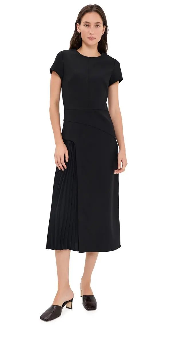 Proenza Schouler Ria Dress In Bonded Wool - Black/mink