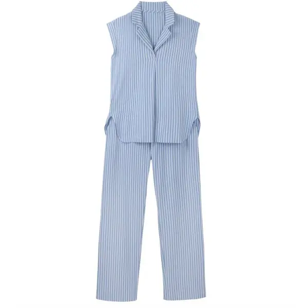 MAMU DREAM Sleeveless Brushed Organic Cotton Jersey Striped Pk Set