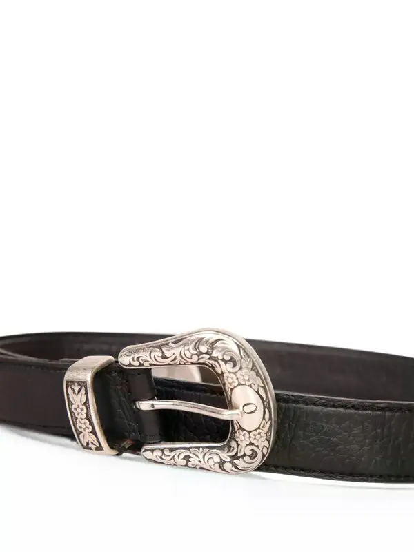 Orciani Engraved-buckle Leather Belt