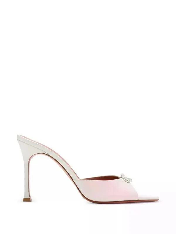 Amina Muaddi Mini Camelia Crystal-buckle Mules - White
