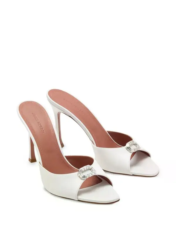 Amina Muaddi Mini Camelia Crystal-buckle Mules