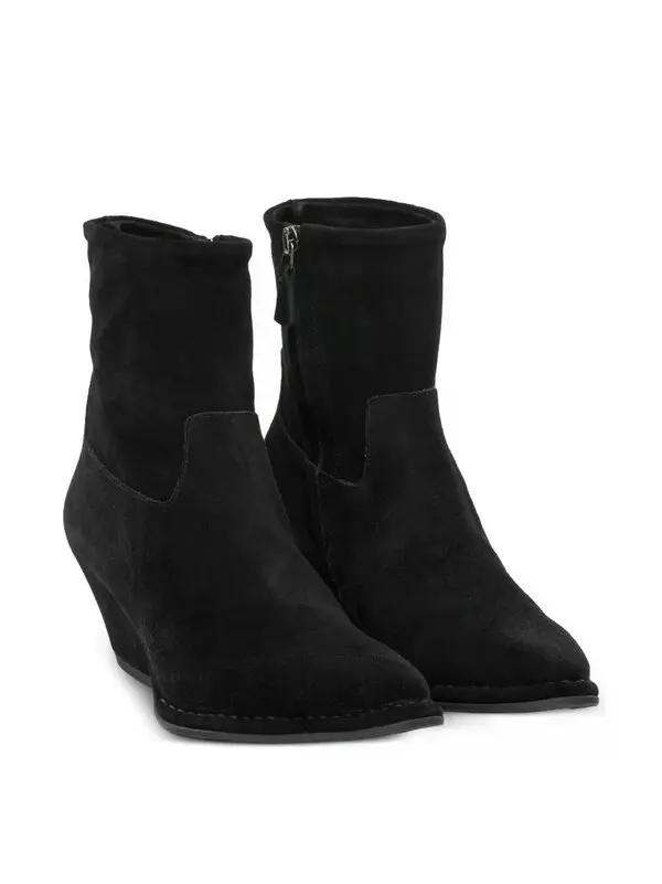 DEL CARLO Suede Pointed-toe Ankle Boots - Black