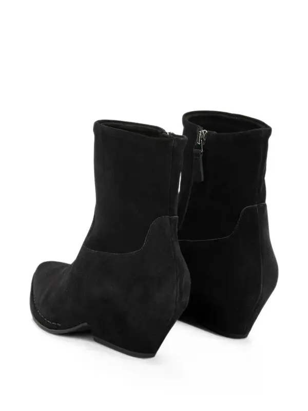 DEL CARLO Suede Pointed-toe Ankle Boots - Black