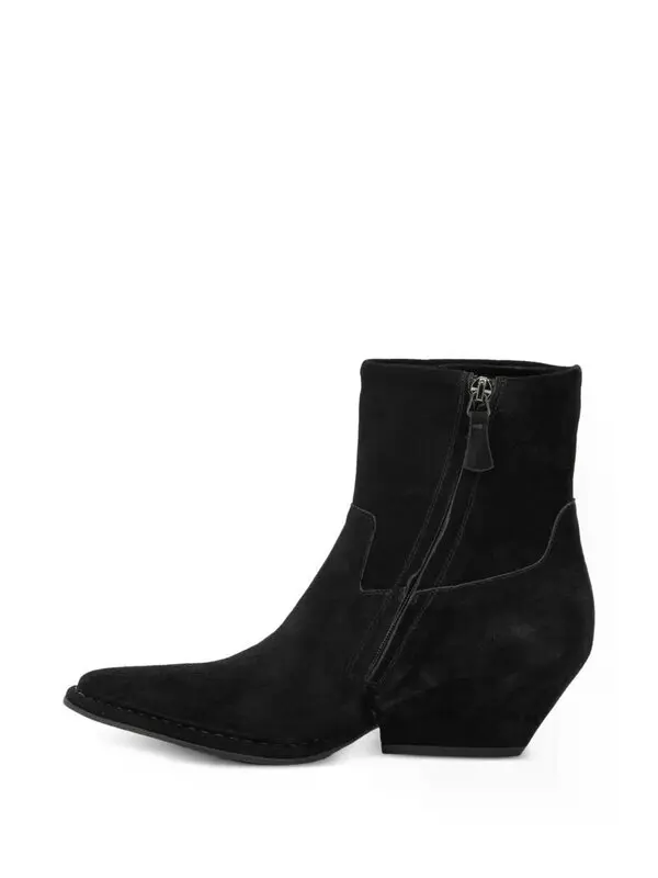 DEL CARLO Suede Pointed-toe Ankle Boots - Black