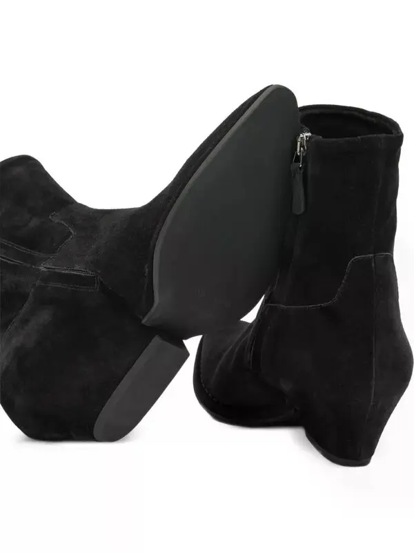 DEL CARLO Suede Pointed-toe Ankle Boots - Black