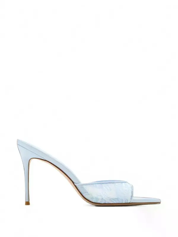 Femme La Bella Lace Heeled Slipper Sandals - Blue