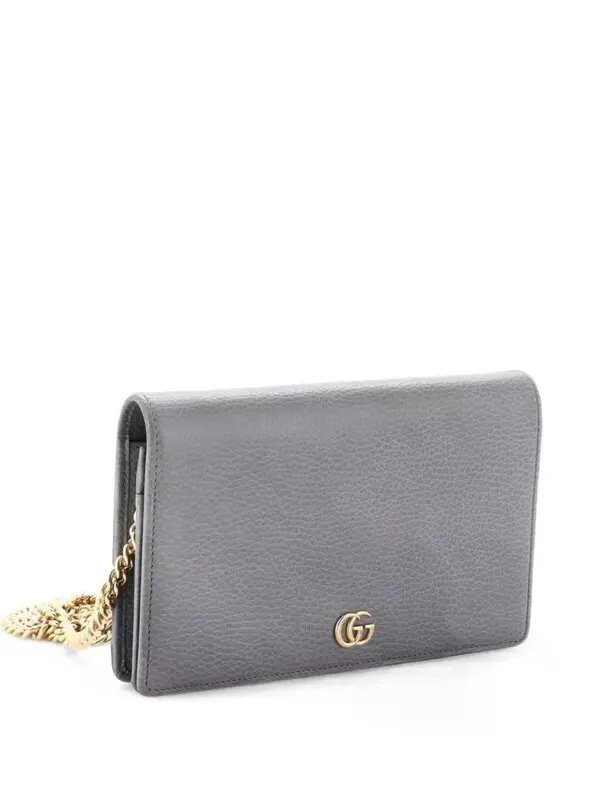 Gucci Petite Gg Marmont Chain Wallet Leather Mini Crossbody Bag - Grey