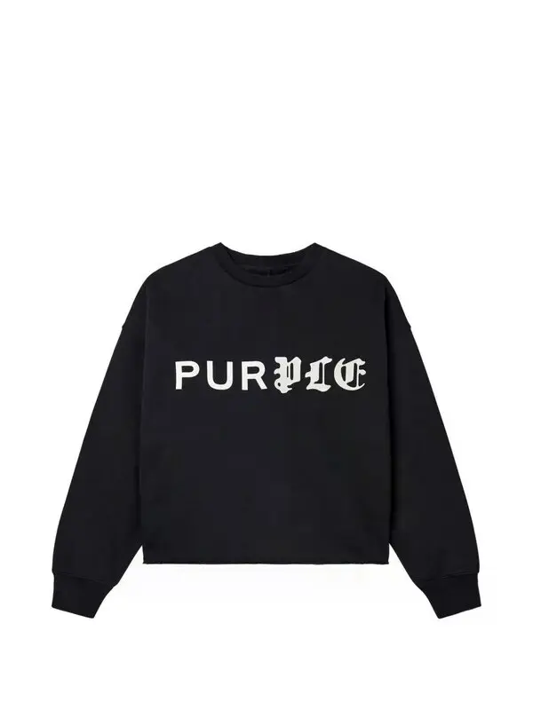 PURPLE BRAND Half & Half Logo-print Raw-cut Sweater