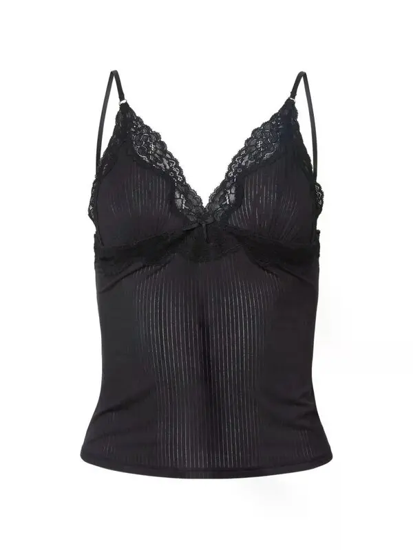 FLEUR DU MAL Lace-trim Ribbed Top