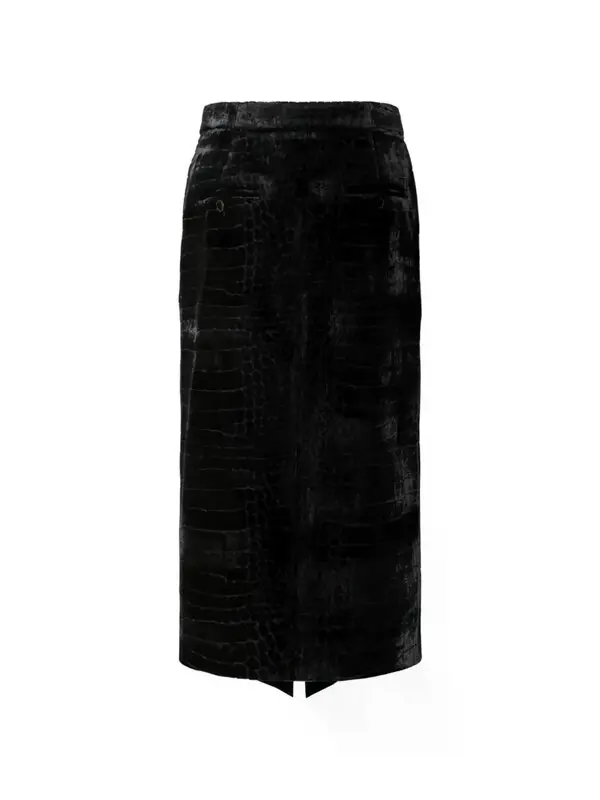 TOM FORD Croc-effect Velvet Midi Skirt