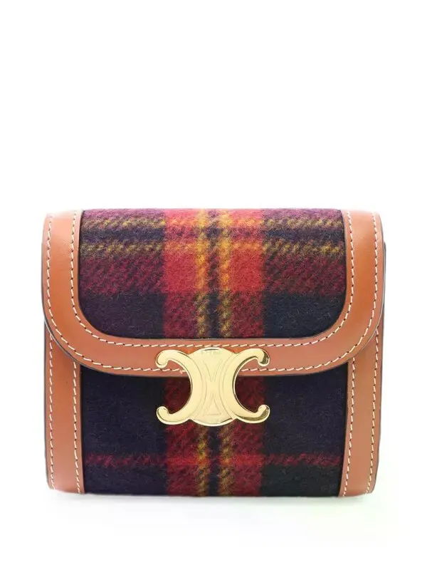 Celine 2010s Small Triomphe Tartan Wallet