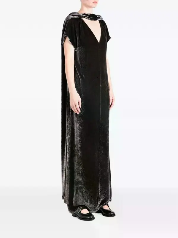CORTANA Iris Velvet V-neck Maxi Dress
