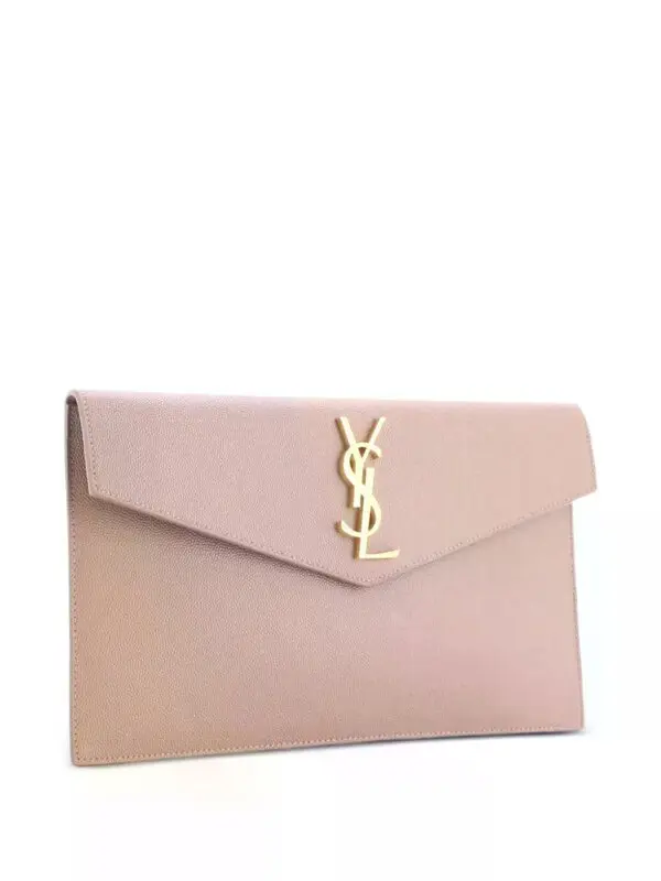 Saint Laurent Uptown Pouch Leather Clutch Bag - Brown