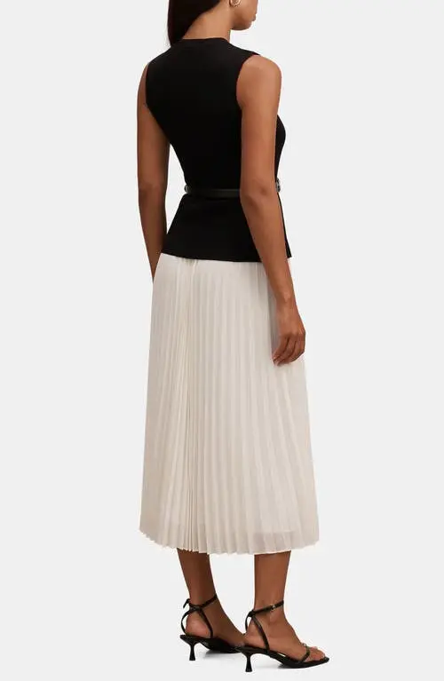 EVER NEW Loiusa Belted Sleeveless Mixed Media Maxi Dress