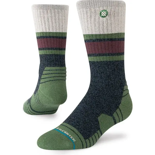 Stance Half Mast Hike Crew Socks - Green/black Multi