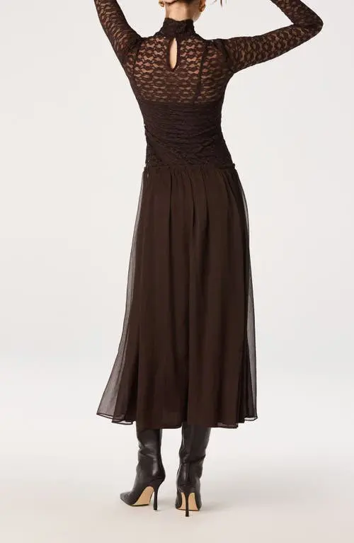 Astr The Label Camila Lace Mock Neck Midi Dress