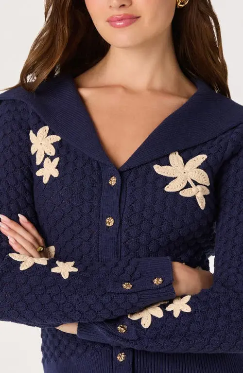 Astr The Label Analissa Floral Appliqué Cardigan