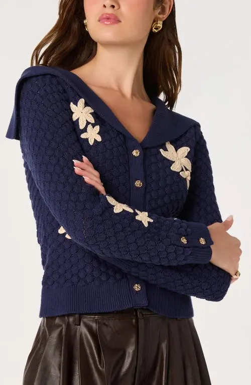 Astr The Label Analissa Floral Appliqué Cardigan