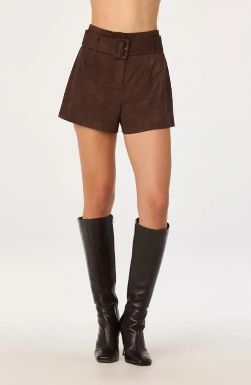 Astr The Label Rain High Waist Belted Shorts - Espresso
