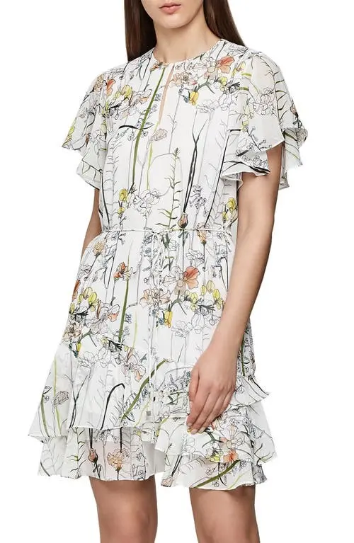 REISS Juno Watercolor Floral Print Dress