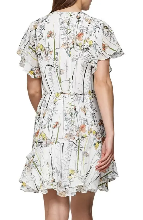 REISS Juno Watercolor Floral Print Dress