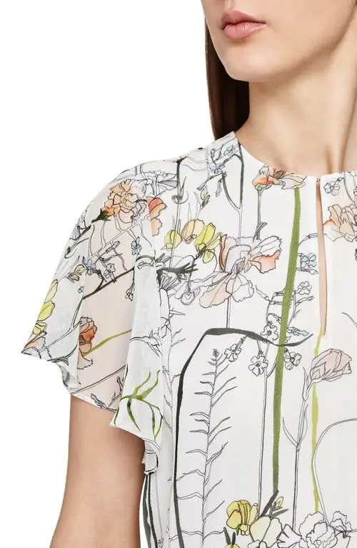 REISS Juno Watercolor Floral Print Dress