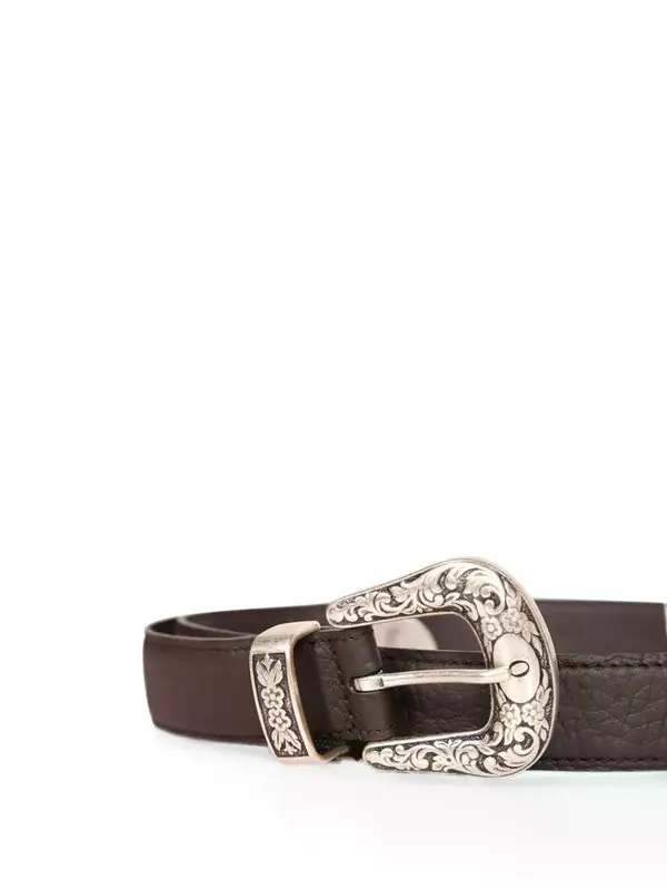 Orciani Engraved-buckle Leather Belt