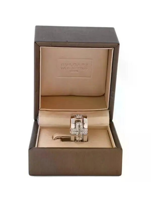 BVLGARI Parentesi Band 18k White Gold And Diamonds 11mm Ring