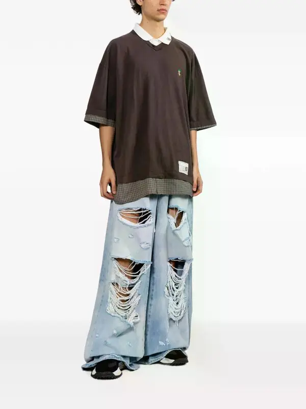 Mihara Yasuhiro Layered-design V-neck T-shirt