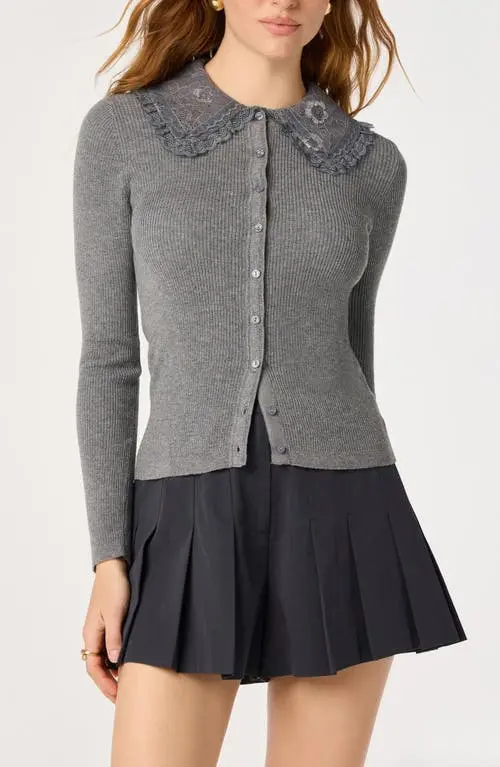Astr The Label Sonya Lace Collar Rib Cardigan