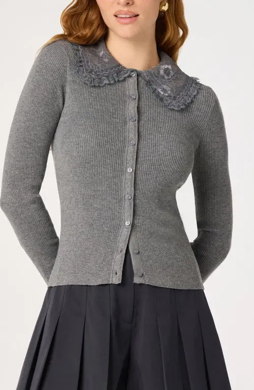 Astr The Label Sonya Lace Collar Rib Cardigan