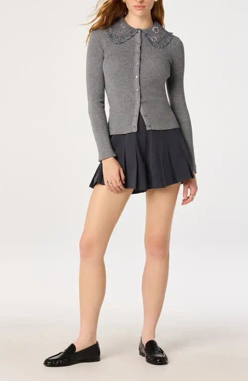 Astr The Label Sonya Lace Collar Rib Cardigan