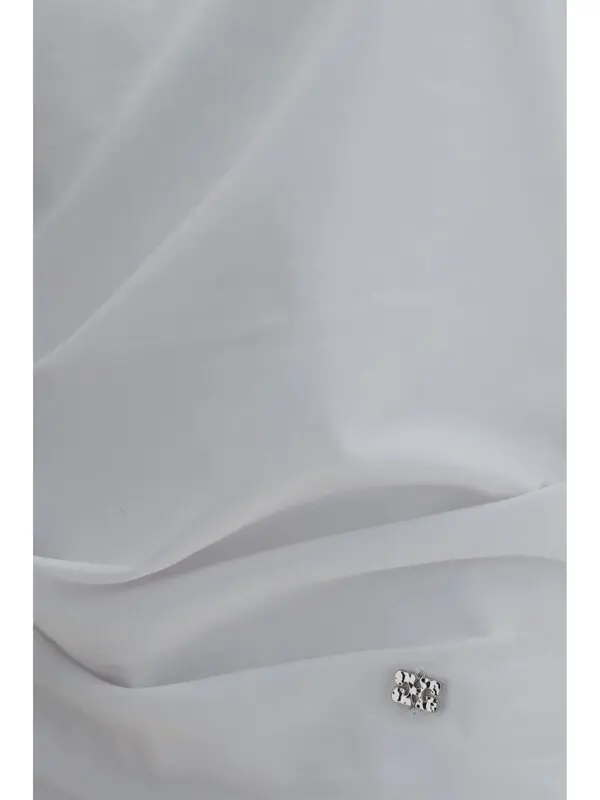 GANNI Asymmetric Draped Stretch Cotton Top