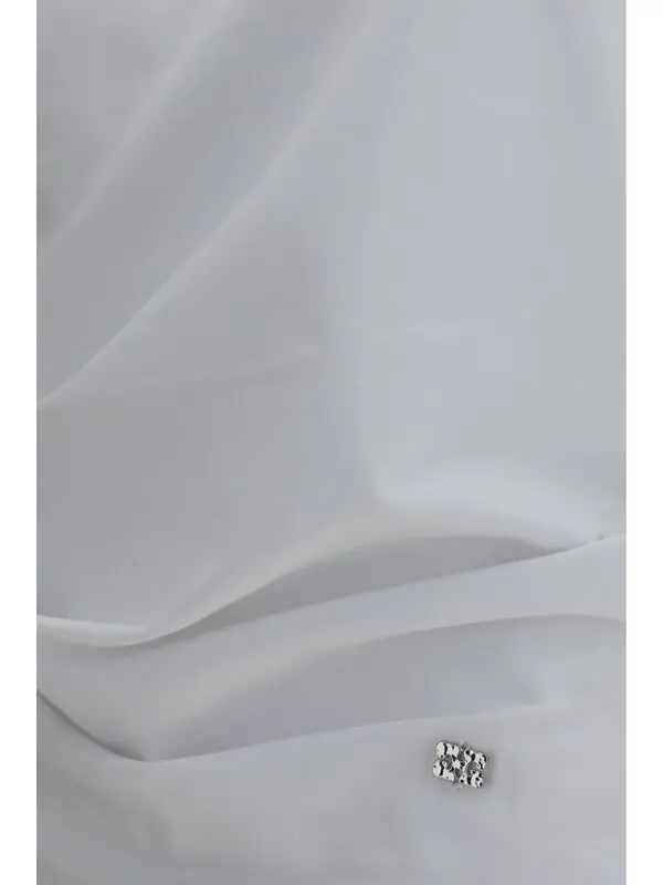GANNI Asymmetric Draped Stretch Cotton Top - White