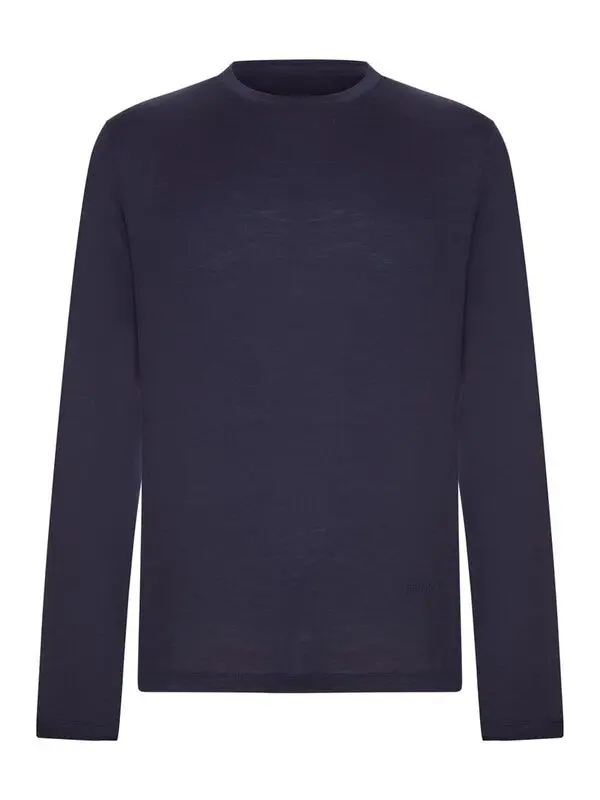 Herno Crew Neck Long Sleeved Sweater With Tone-on-tone Logo - Blue