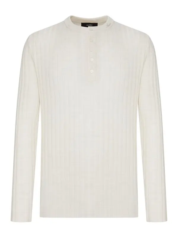 Amiri Henley Long-sleeved Ribbed Knit Sweater