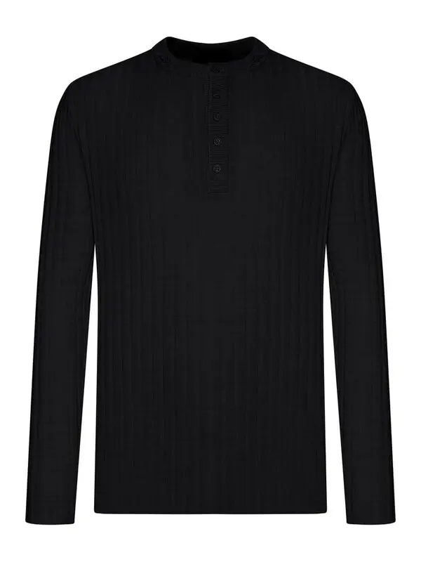 Amiri Henley Long-sleeved Ribbed Knit Sweater