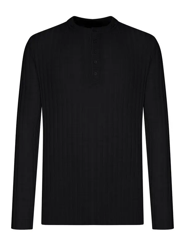 Amiri Henley Long-sleeved Ribbed Knit Sweater - Black