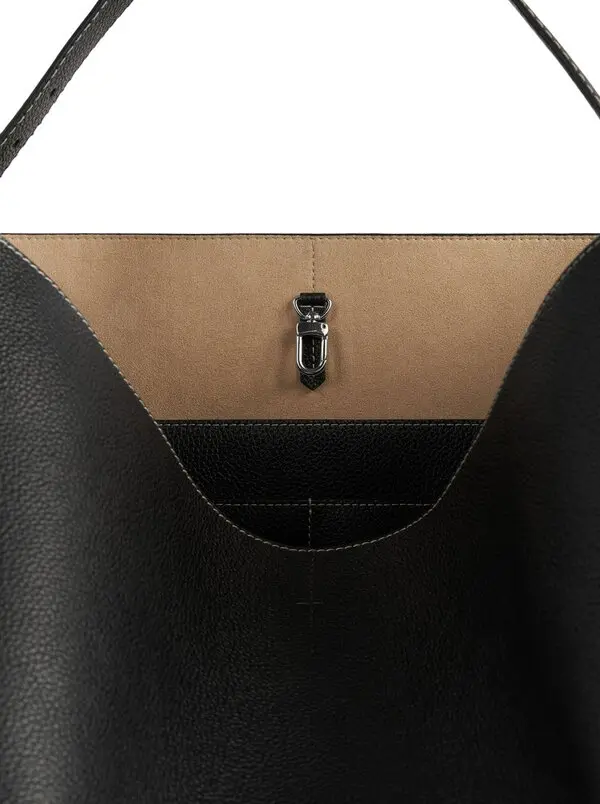 TOTEME Belted Tote Bag In Hammered Calfskin - Black