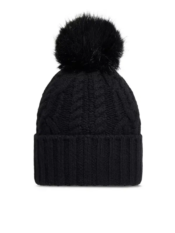 Moncler Wool And Cashmere Blend Hat With Pom Pom - Black