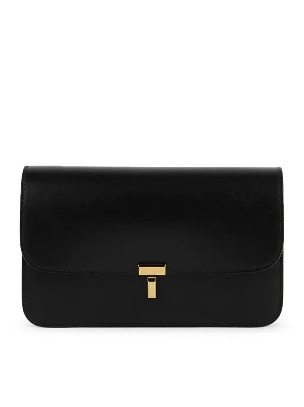 TOTEME Leather Crossbody Bag With T-lock Closure - Black